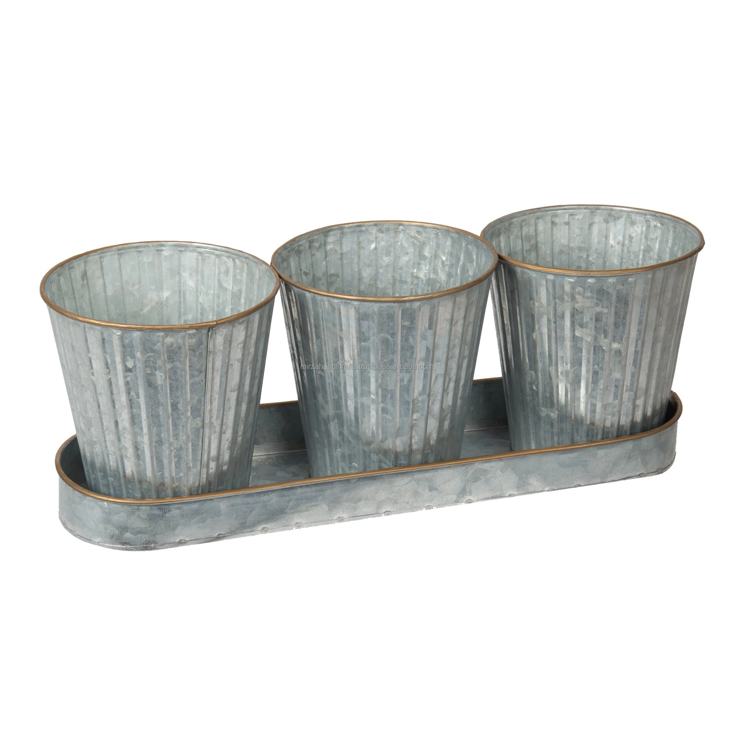Galvanized French Vase Metal Planter Buckets Small Succulent Plant Pots ...