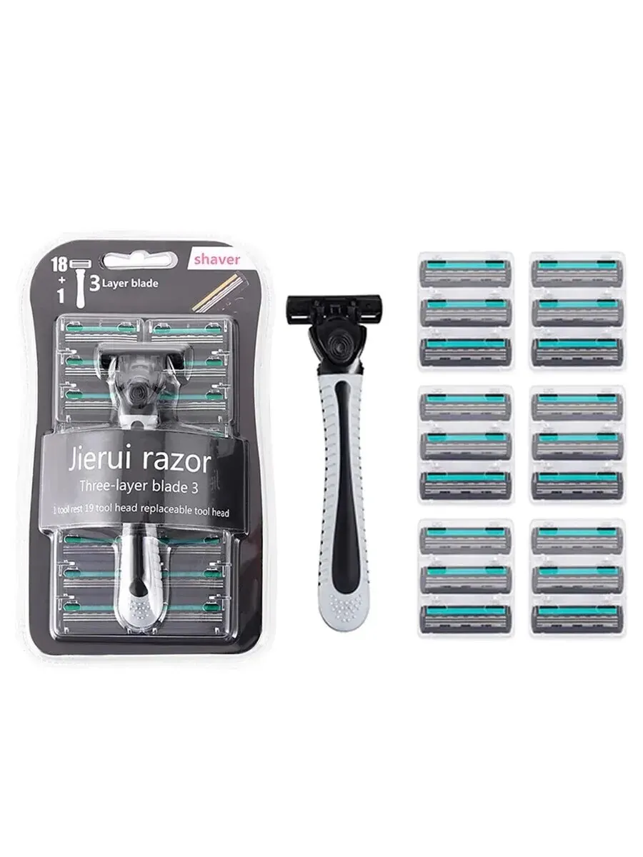 Triple Razor Blades Ultra-sharp Old-fashioned Manual Razor Men's Boutique Shaving Razor Set 1 ...