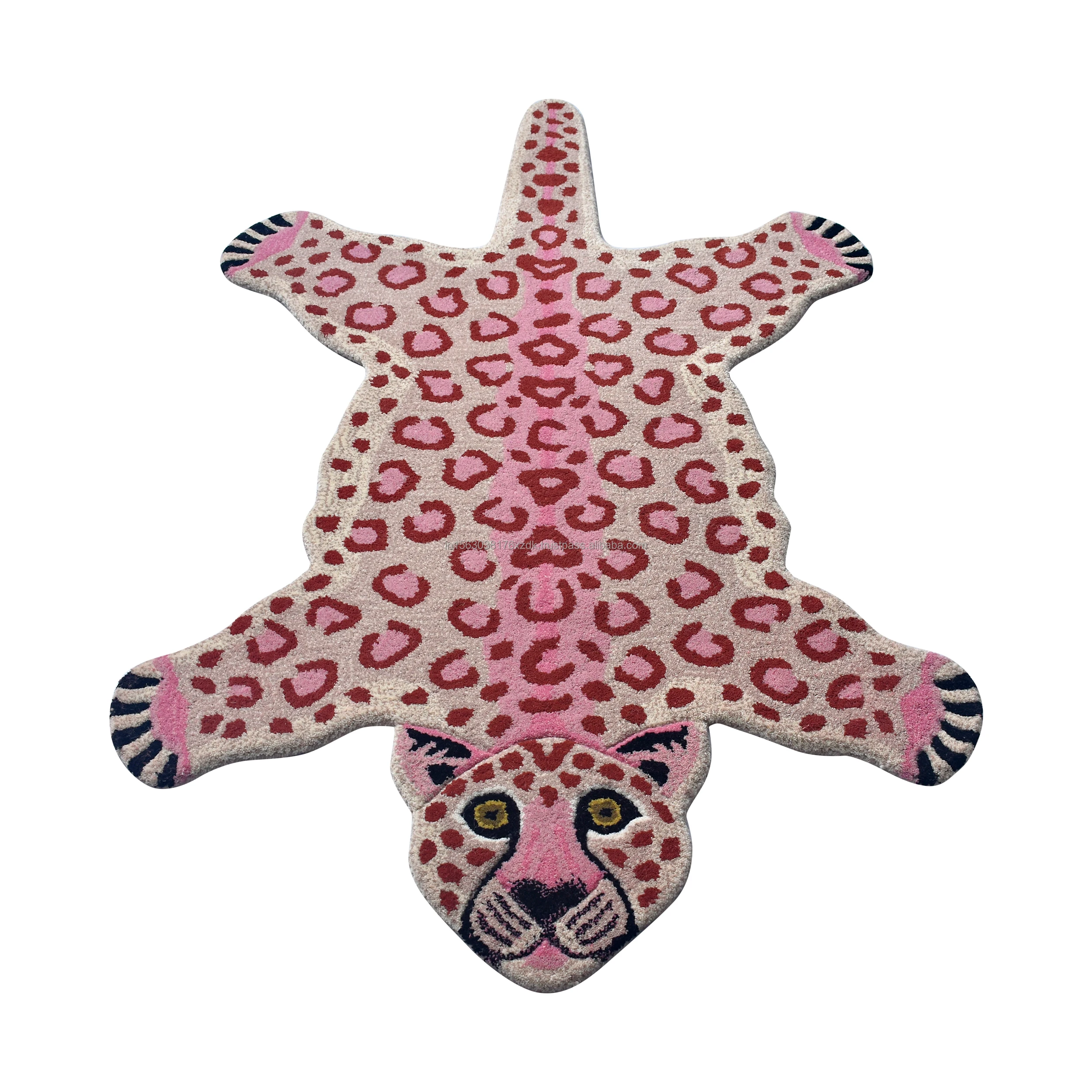 Hand Tufted Carpet Pink Leopard Animal Shape Rugs Medium Pile The Rugs ...