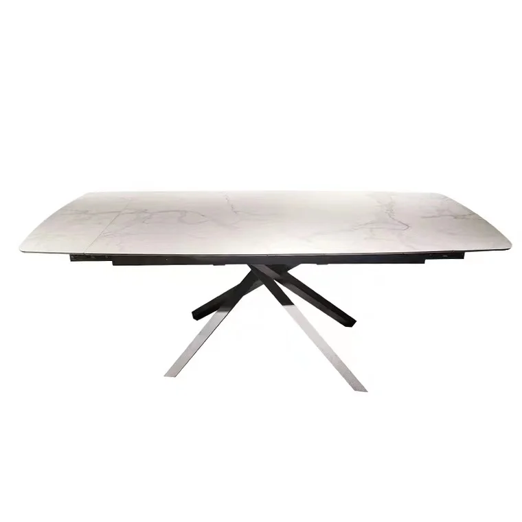 Sintered Stone Top Metal Legs Nordic Modern Rectangular Extension ...