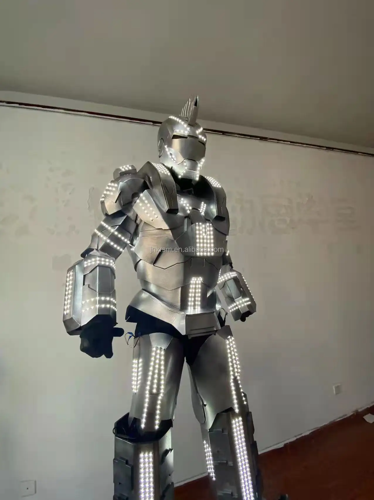 Silver LED Luminous Cosplay Transformer Stage Performance Wear Stilt ...