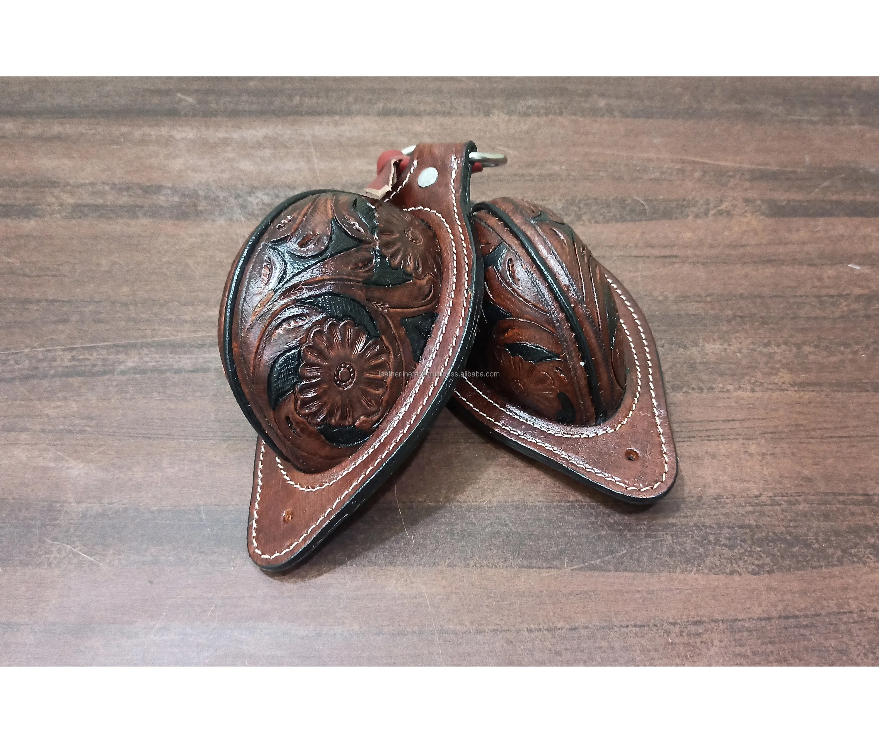 Brown Softy Tooled Leather Bucking Roll Attachment for Wade Roping Tree ...