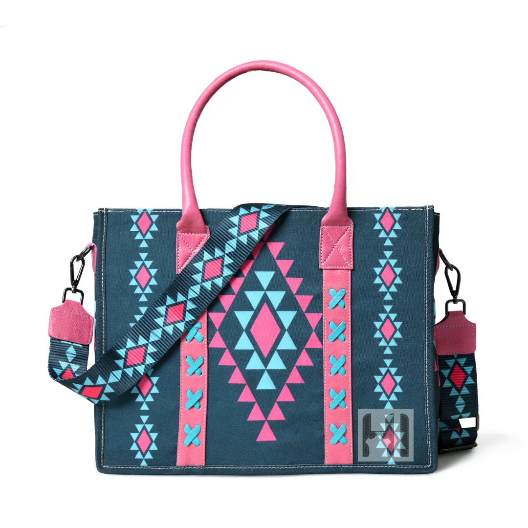 Handmade Custom Cotton Canvas Tote Bag Genuine Leather Handle Strap Eco ...