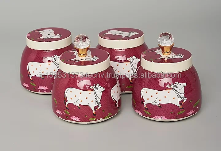 Candy, Chocolate, Dry Fruit Printed Hammered Metal Jars