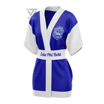 Custom Zeta Phi Beta Sorority Silk Kimono Embroidered Robe Dress - Buy ...
