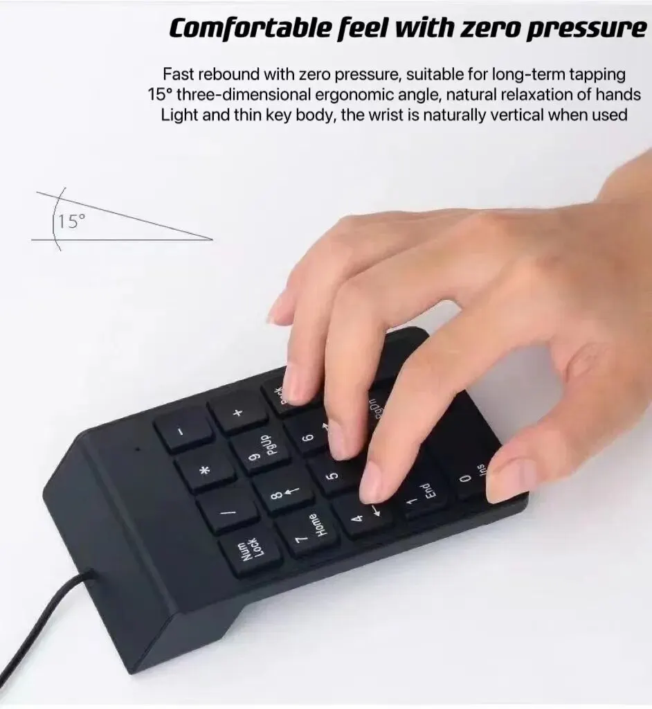Usb Numeric Keypad Wire Numpad Digital 19 Key Mini Keyboard For Pc ...