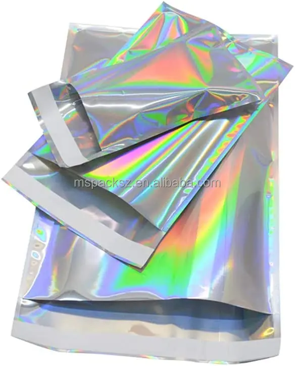 Shiny Aluminum Foil Silver Mailer With Handle Custom Printed Silver ...