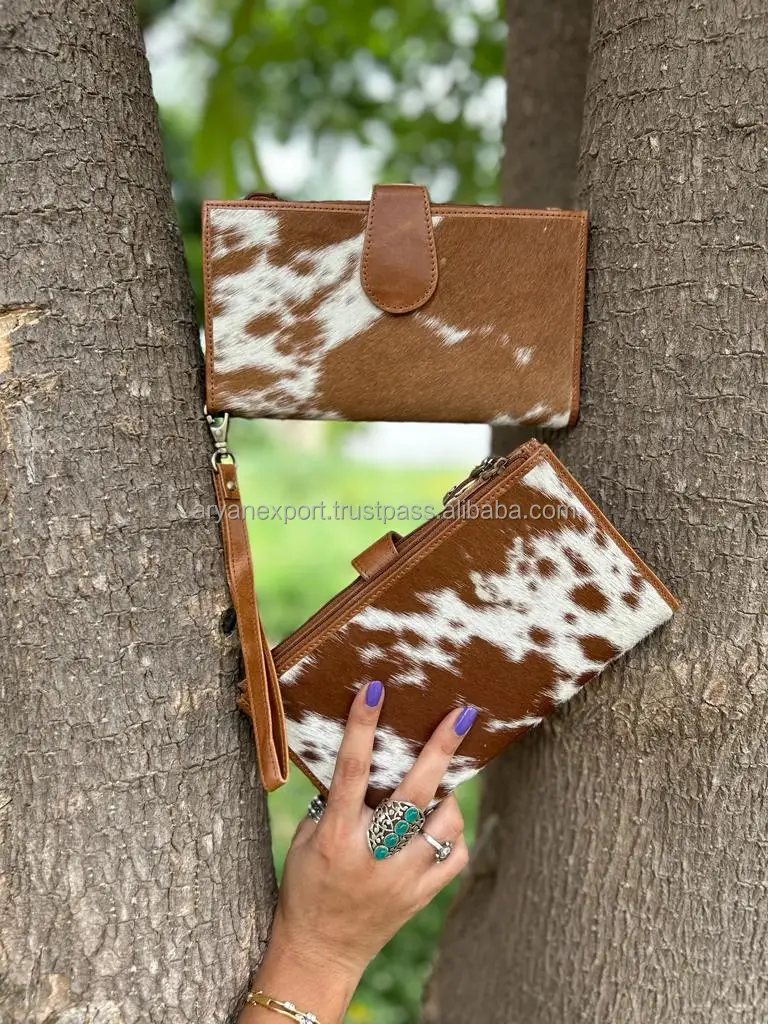 New Real Handmade Hair on Hide Wallets for Women Slim Wallet Bifold ...