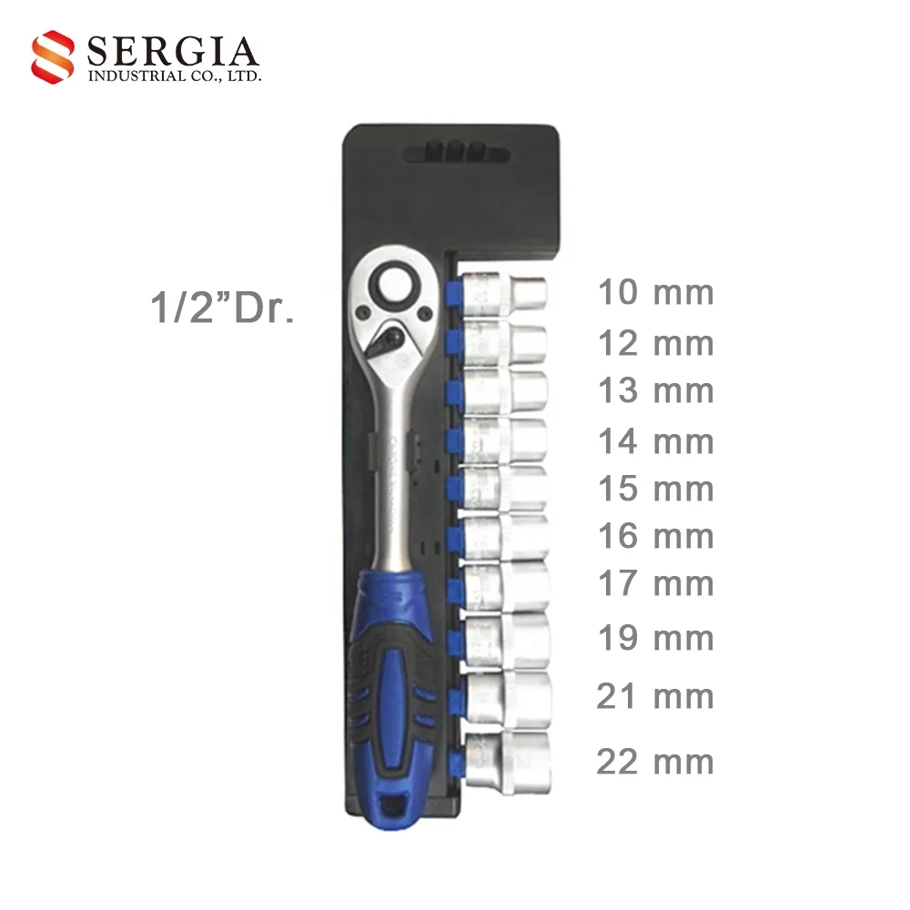 Taiwan 11pcs 1/4" 3/8" 1/2" Dr. Cr-mo 72 Teeth Ratchet Handle Hanger ...