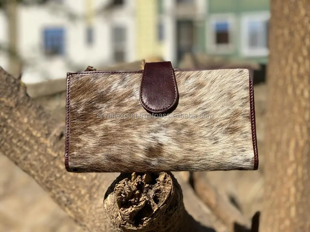 New Real Handmade Hair On Hide Wallets For Women Slim Wallet Bifold ...