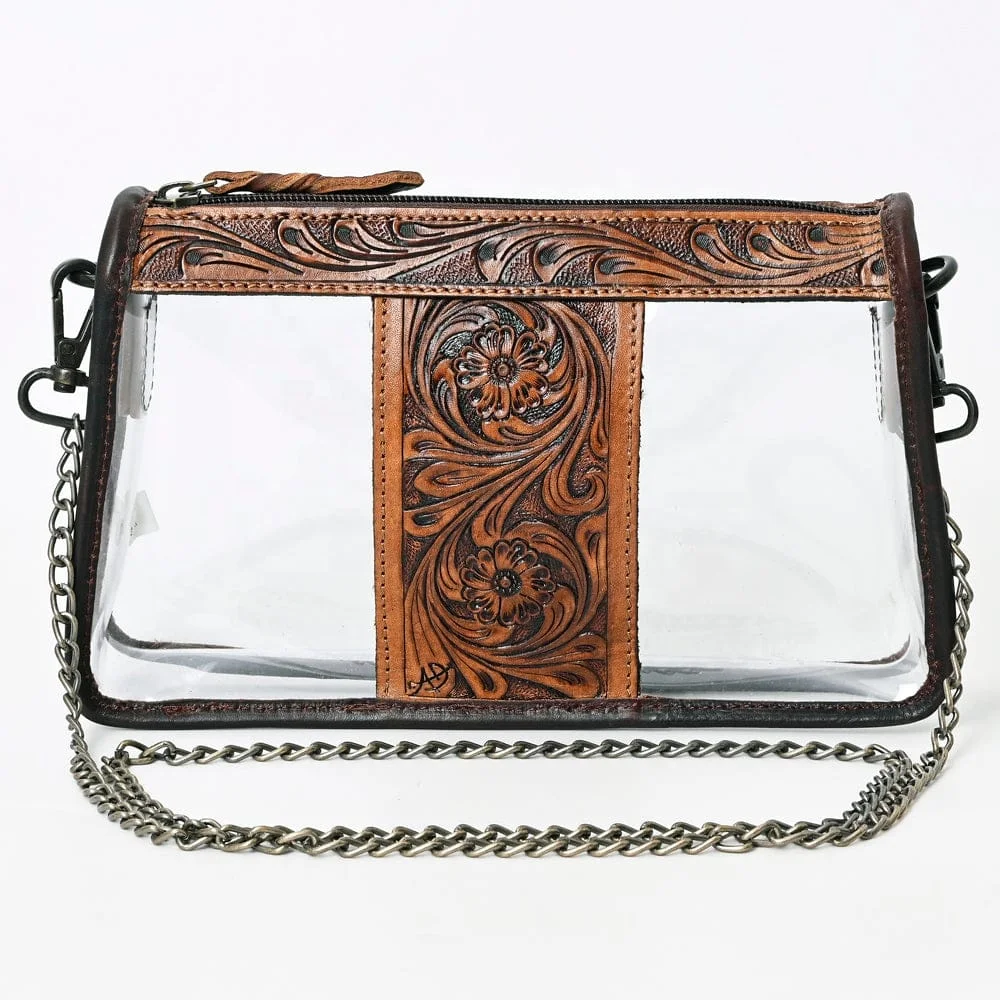 Custom Made Hand Tooled Bohemian Western Clear Bag Leather Crossbody ...