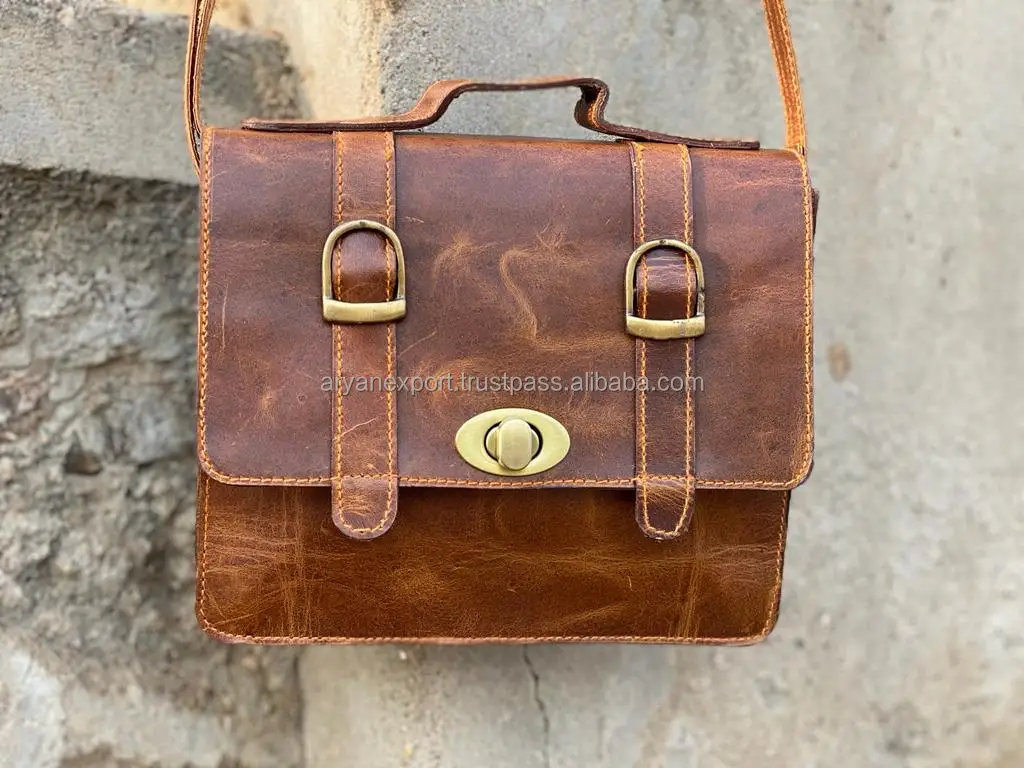 Real Handmade Full Grain Genuine Crunch Leather Handbag Stylish Women ...