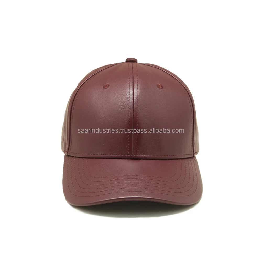Men's Fully Custom Made Real Leather Baseball Caps Solid Plain Men Hats ...