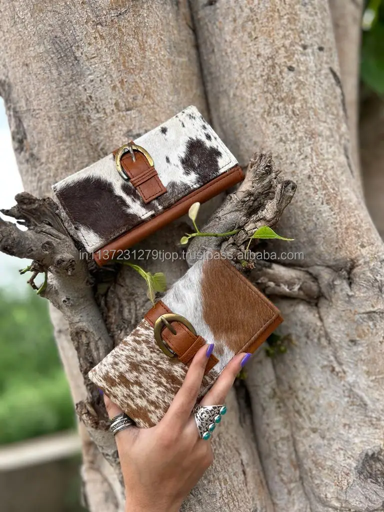 New Real Handmade Hair On Hide Wallets For Women Slim Wallet Bifold ...