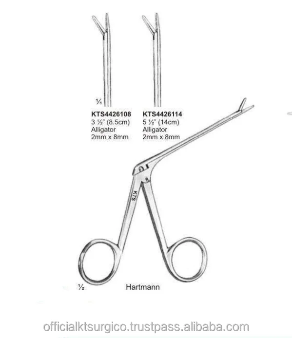 ENT Alligator Forceps With Black Handle 3 1/2" 5 1/2" Medical Grade ...