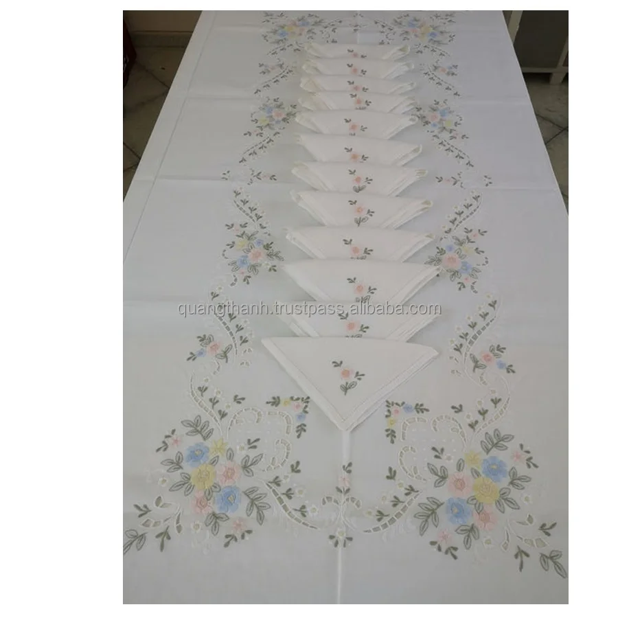 Hand Embroidery Table Cloth - 100% Cotton & Customizable