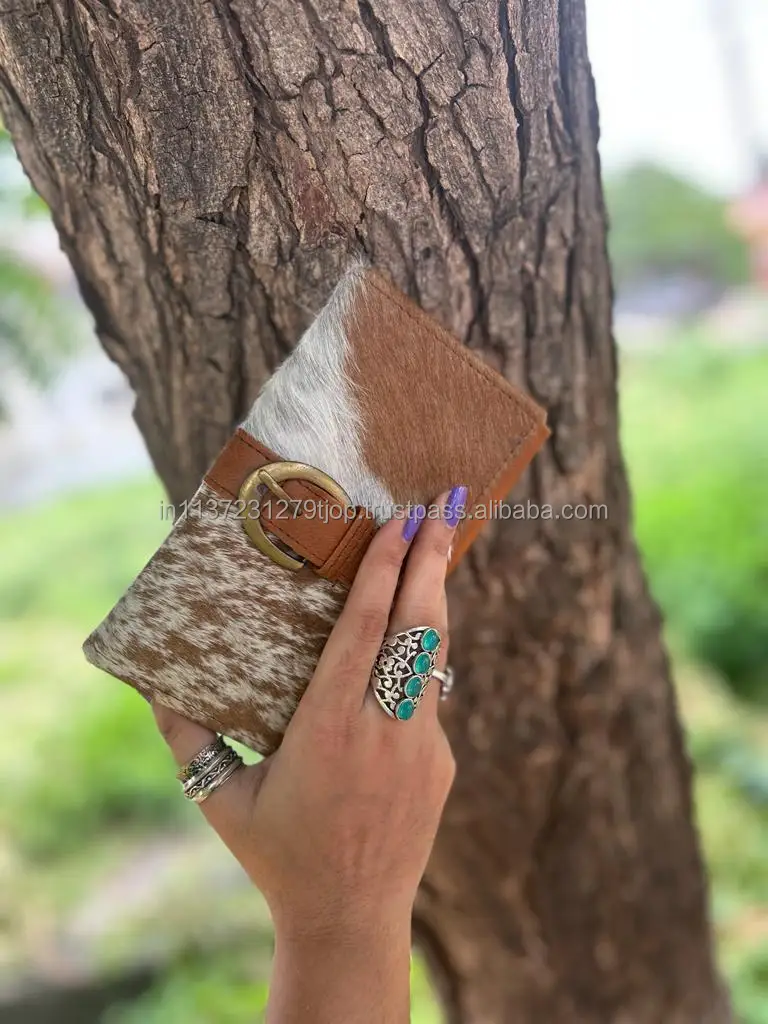 New Real Handmade Hair On Hide Wallets For Women Slim Wallet Bifold ...
