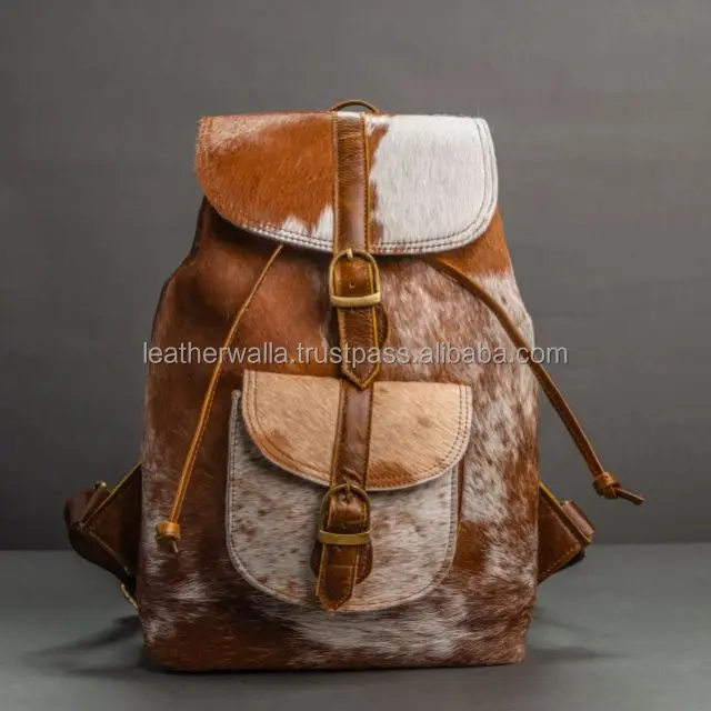 Lw Genuine Cow Hair On Hide Cowhide Leather Backpack School Bag For ...