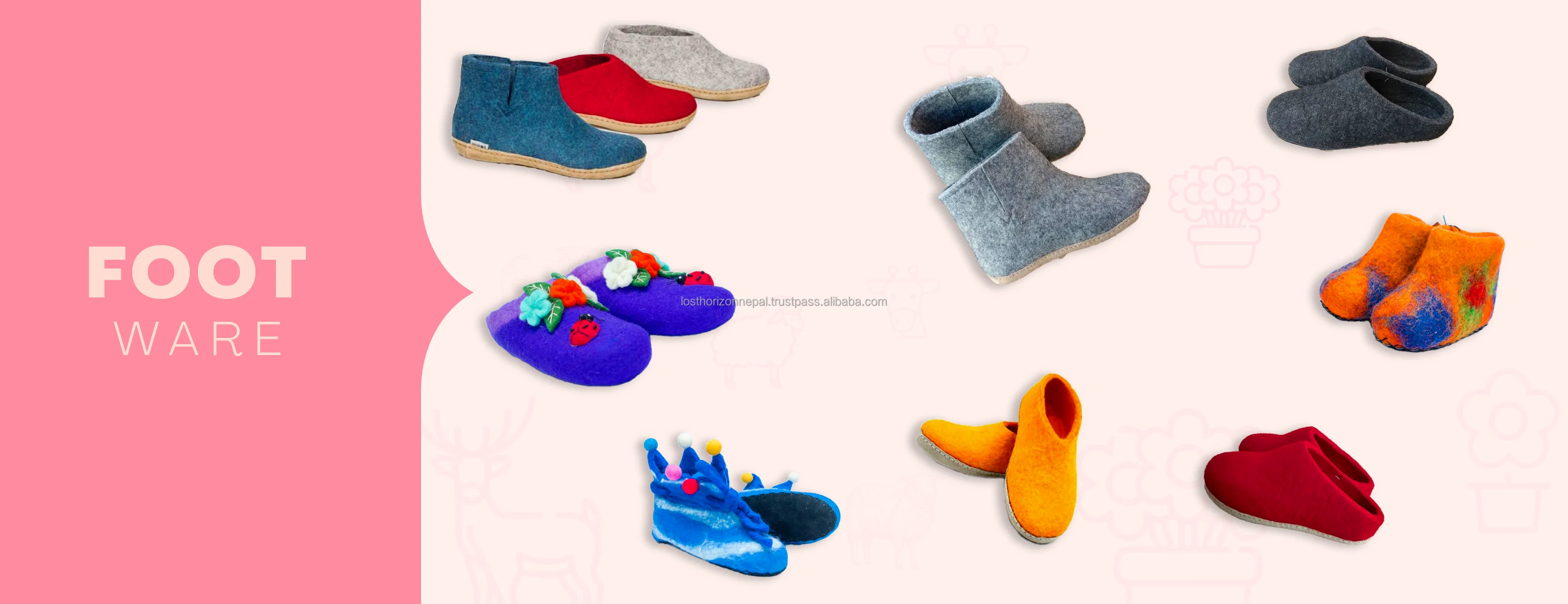 Felt Shoe Felt Adult Shoes Mix Color With Leather Sole Handmade In ...