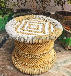 Simple Style Eco-Freindly Custom Colour Bamboo Cane Ottoman Set ...