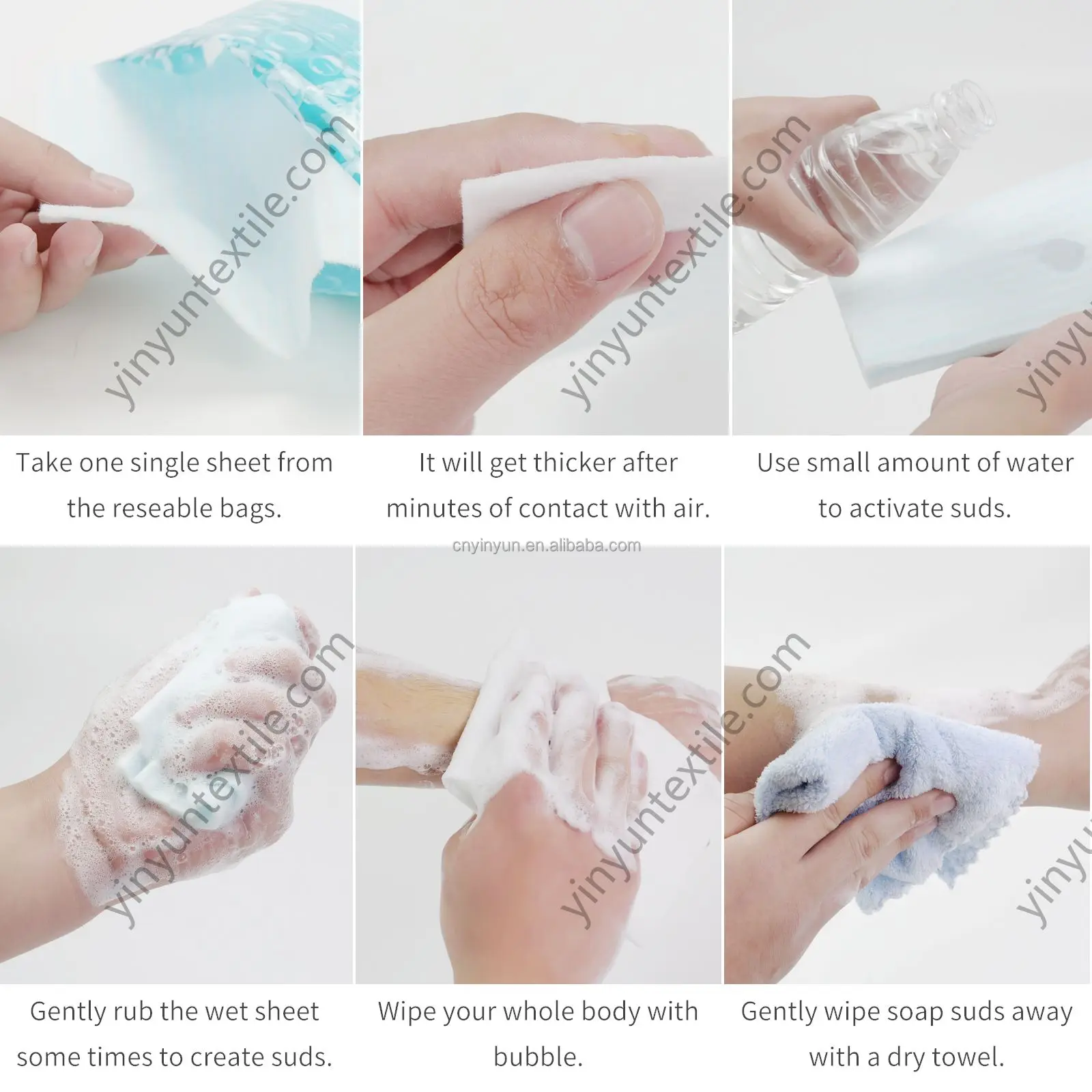 Disposable Pre-soaped Waterless Rinse Free Bath Washing Sponge Personal ...
