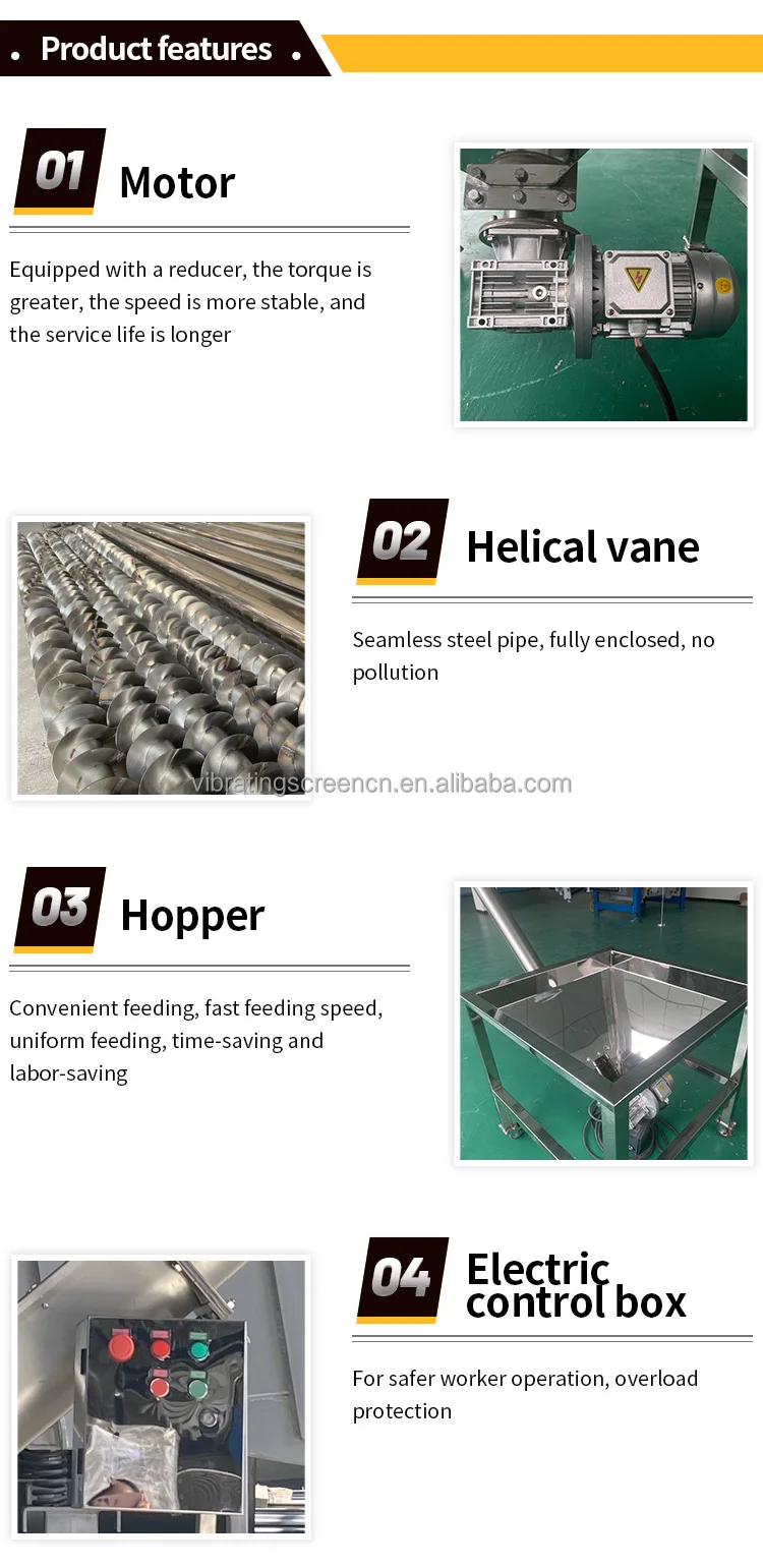 304 Stainless Steel Inclined Screw Conveyor Auger Feeder For Food ...