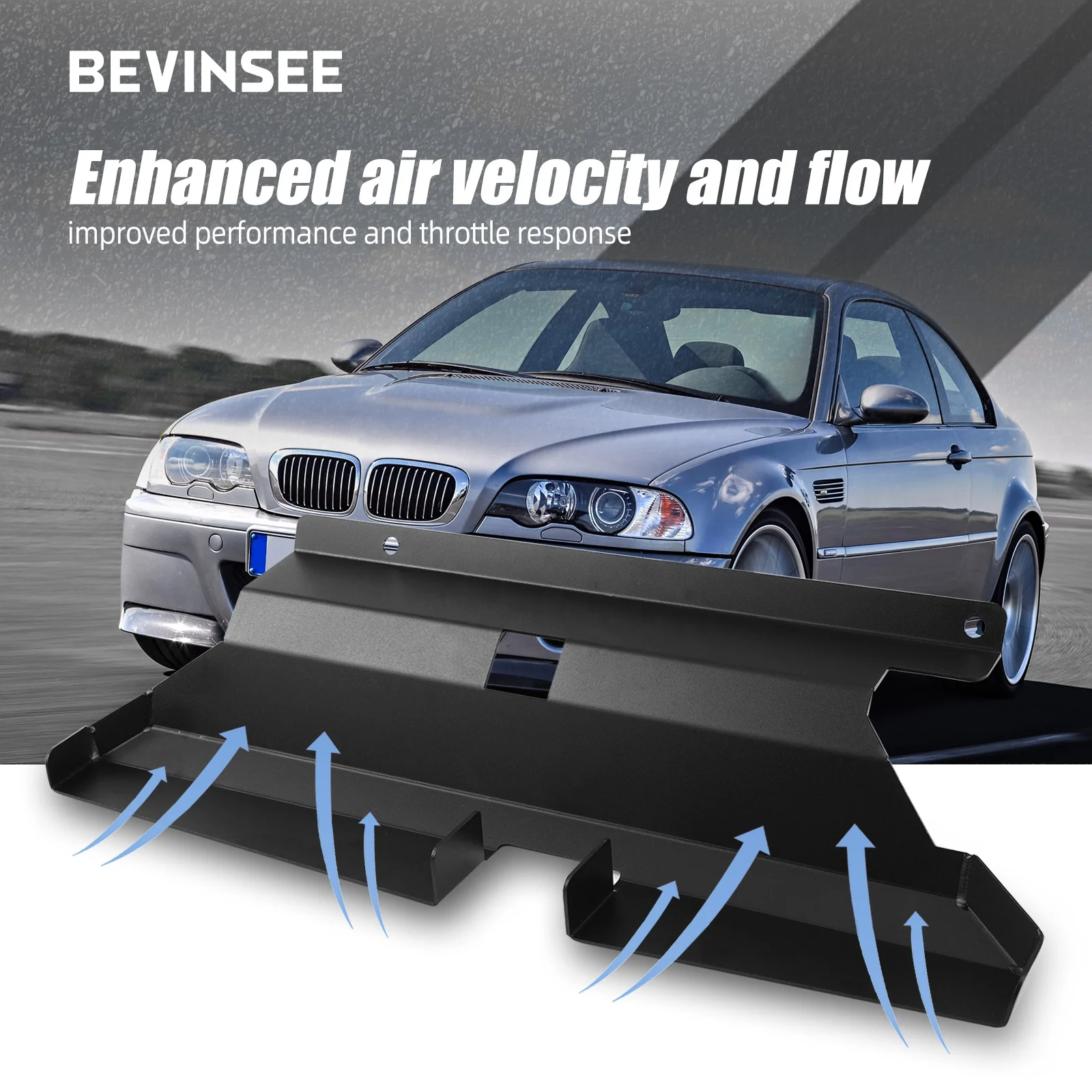 Bevinsee Aluminum E46 Air Intake Dynamic Air Scoop Bonnet Vent Cover ...