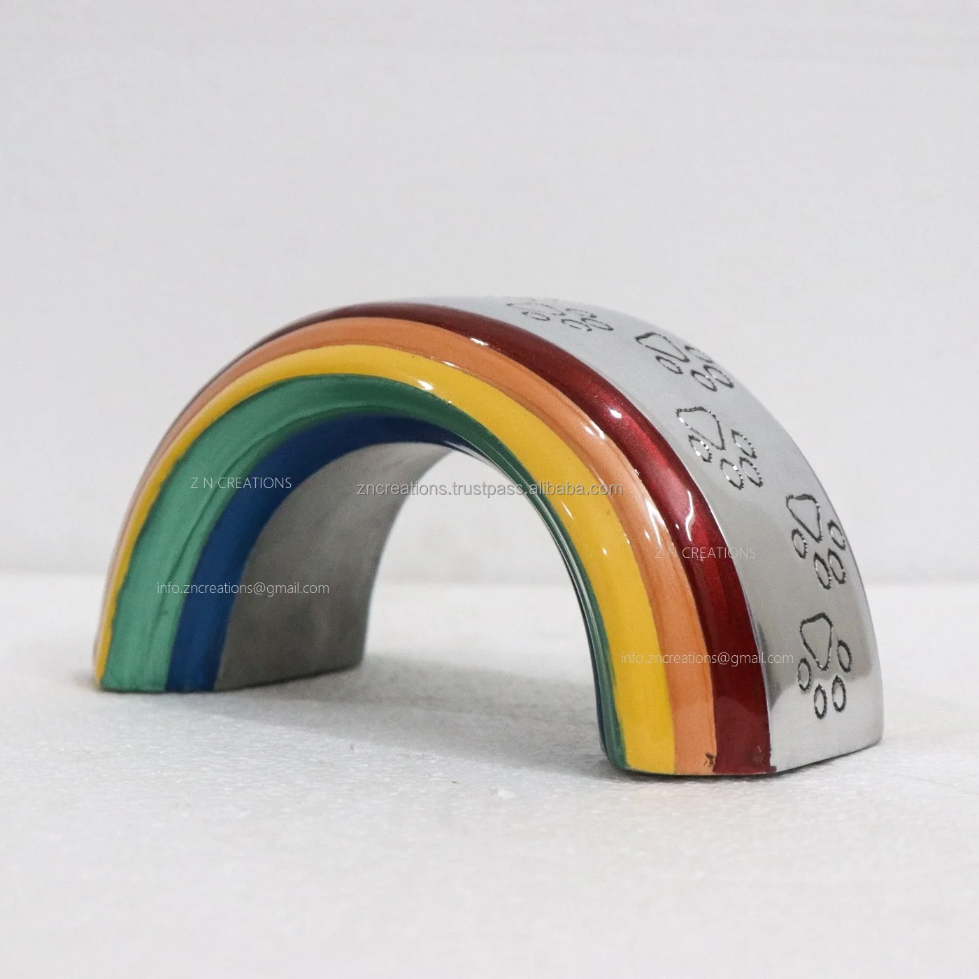 Rainbow Bridge Paw Pet Cremation Urns - Aluminum Engraved