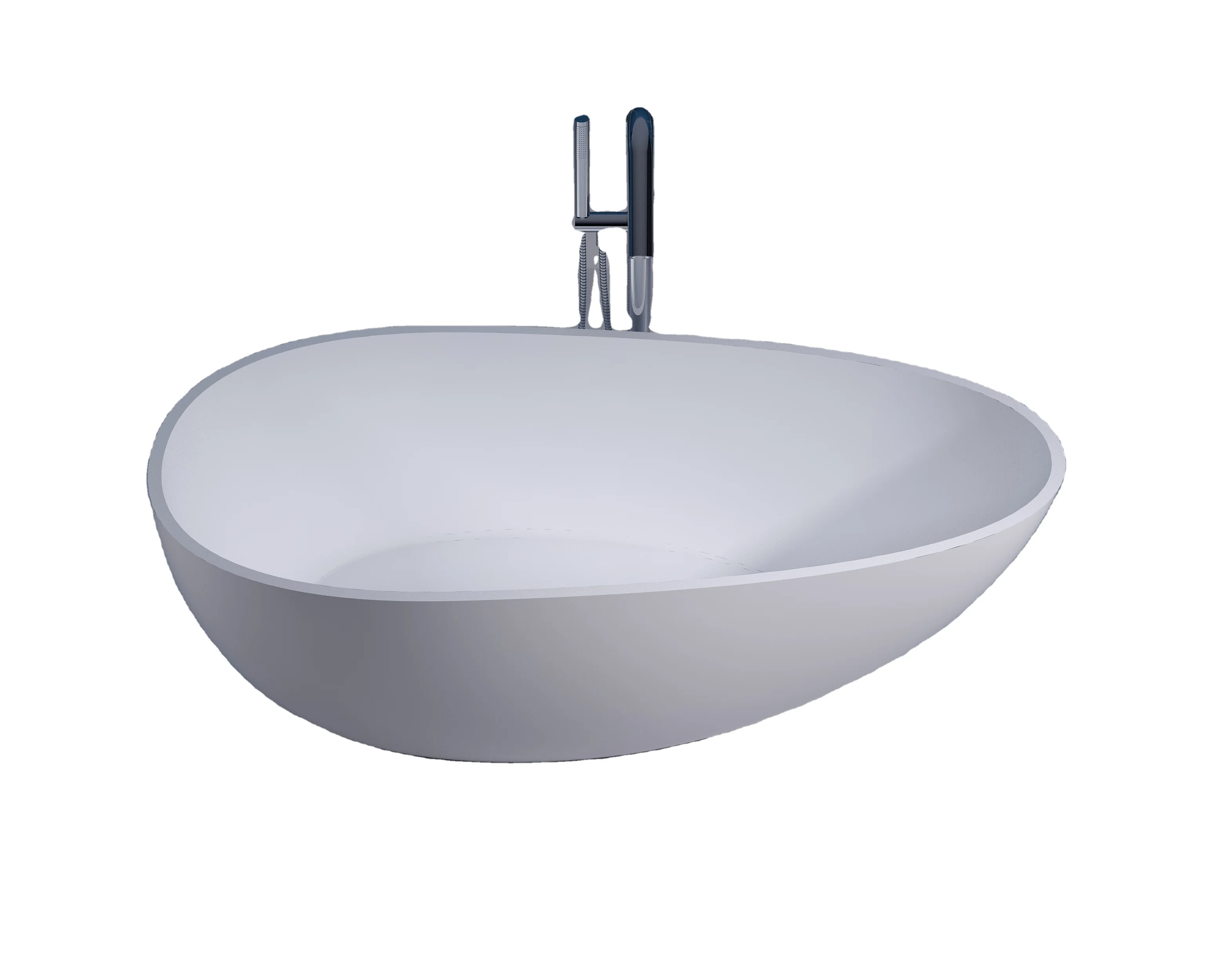 Modern Large White Freestanding Bath Tub Durable Polystone with Solid ...