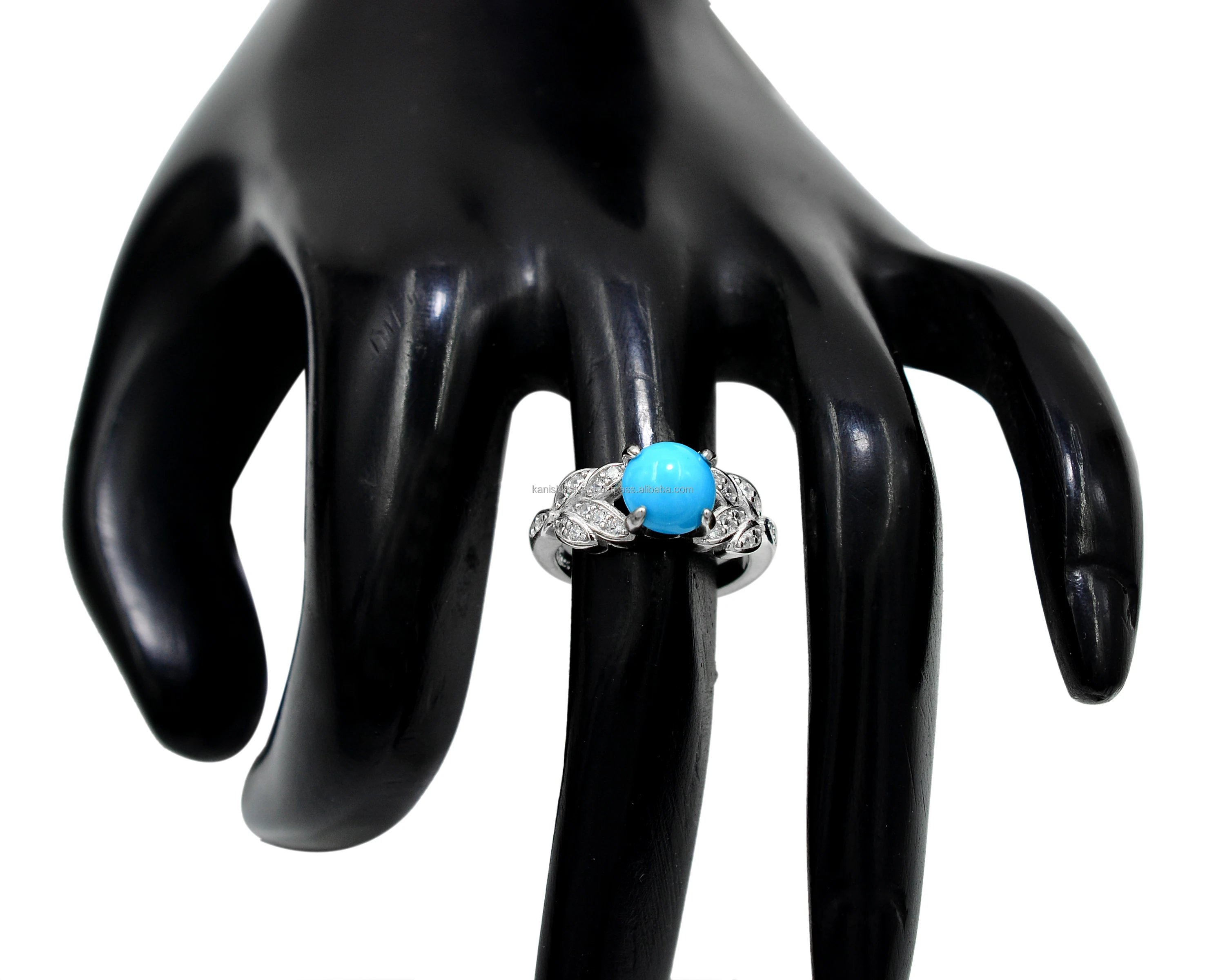 Sleeping Beauty Natural Turquoise 8 Mm Round Gemstone In 925 Sterling ...