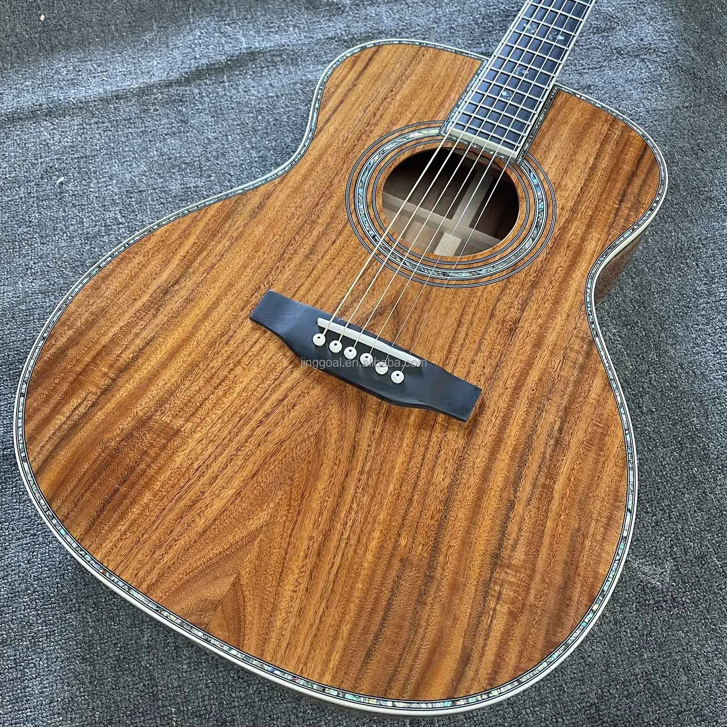 Custom 40 Inch OM Body SOLID KOA WOOD Acoustic Electric Guitar with ...