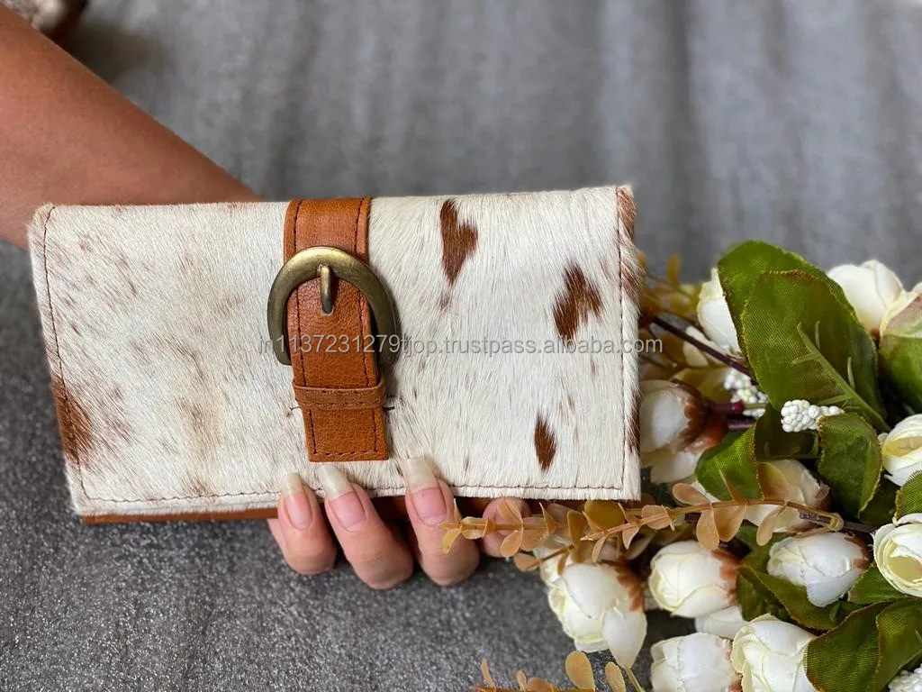 New Real Handmade Hair On Hide Wallets For Women Slim Wallet Bifold ...