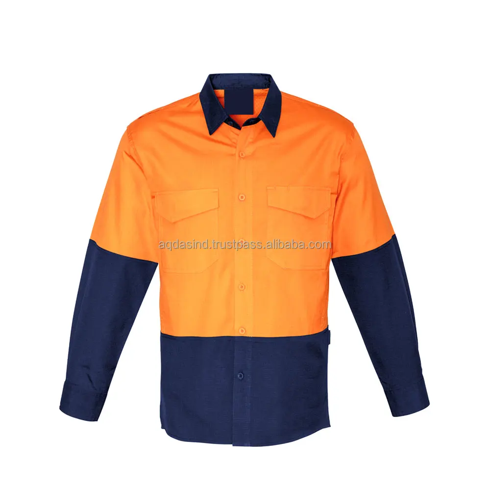 Men's Orange Comfortable Cotton Workshirt Breathable Flame Resistant ...