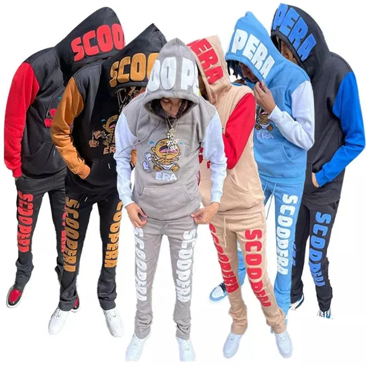 Custom 3d Puff Printing Logo Unisex Tech Fleece Tracksuit Casual ...