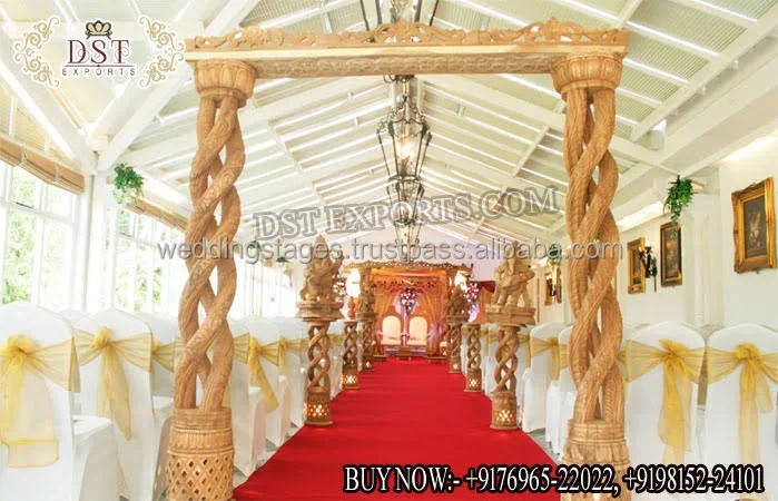 Spiral Indian Wedding Wooden Mandap Gate Outdoor Indian Wedding Wooden ...