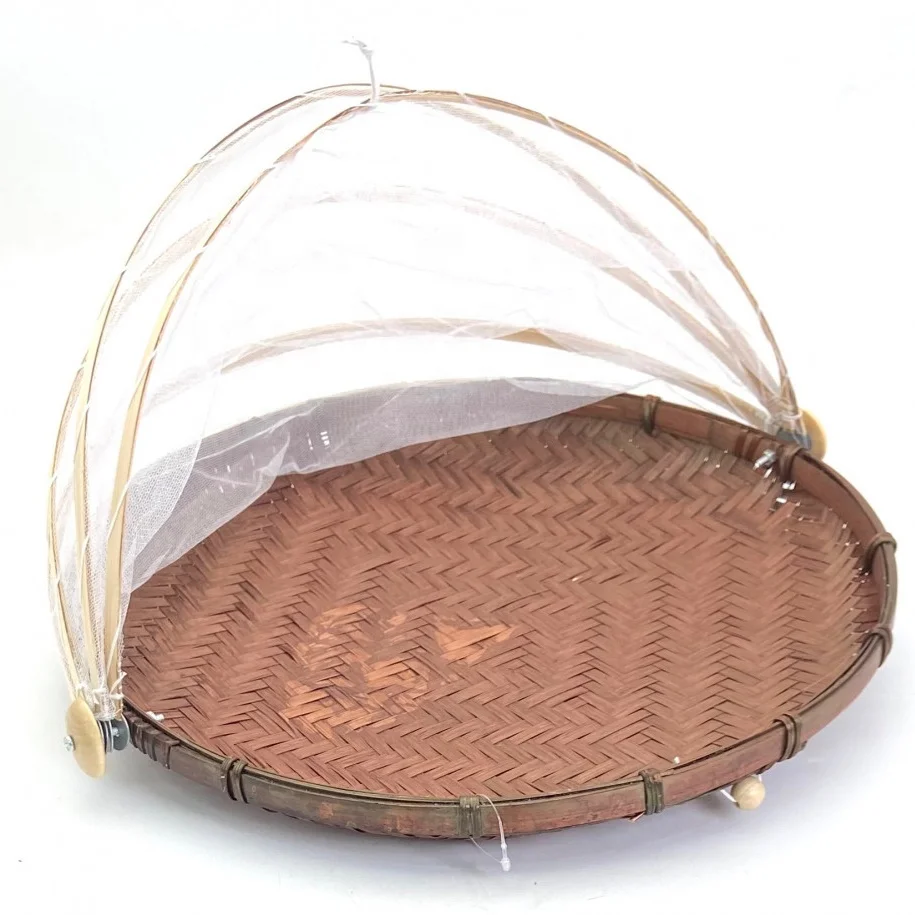 Handmade Bamboo Food Cover With Tent Fruit Bread Baskets Summer Storage ...