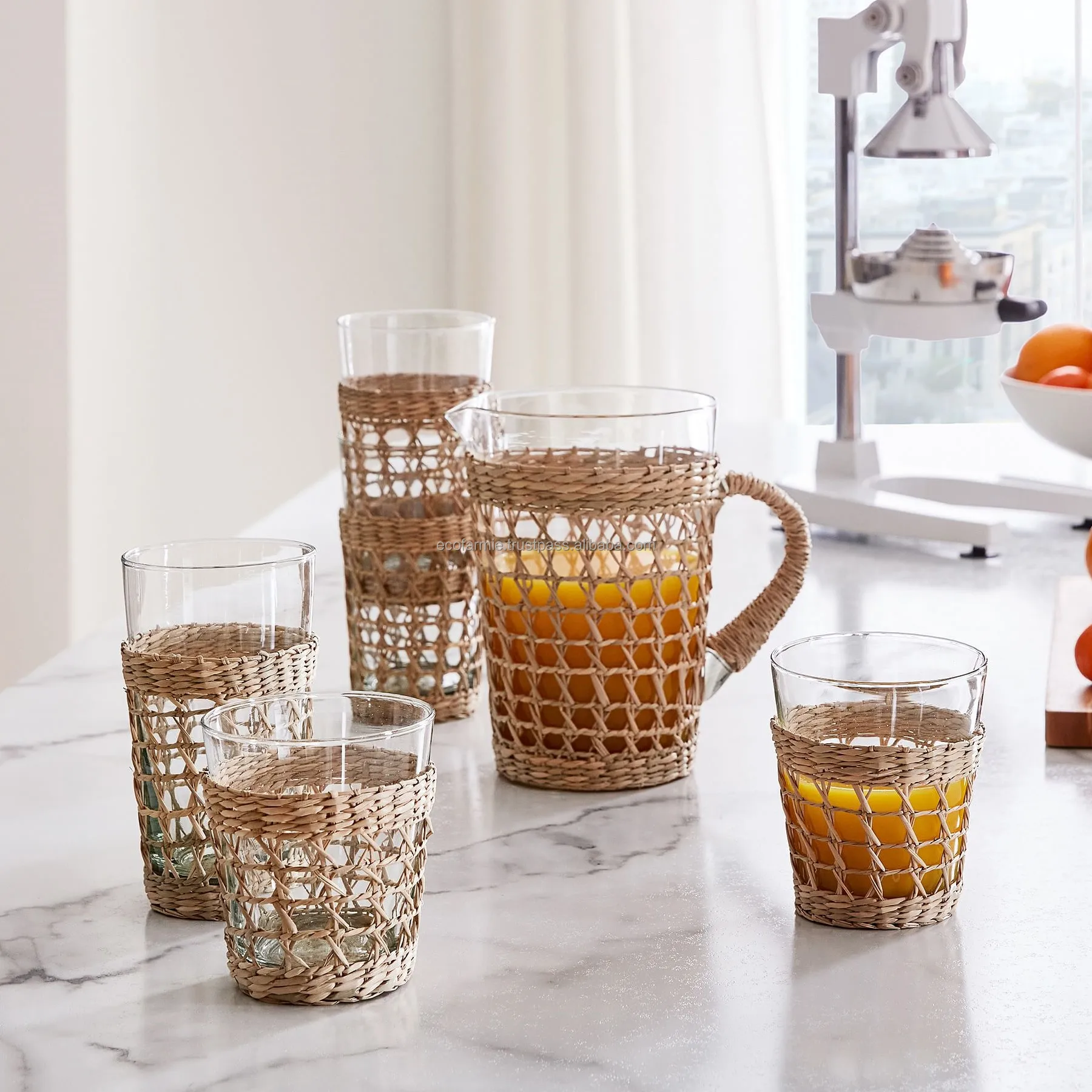 Eco-friendly Woven Cup Covers - Natural Seagrass Accessories