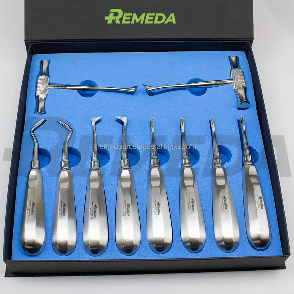 REMEDA Dental Elevator Set - 10 Pcs with Special Box Packaging