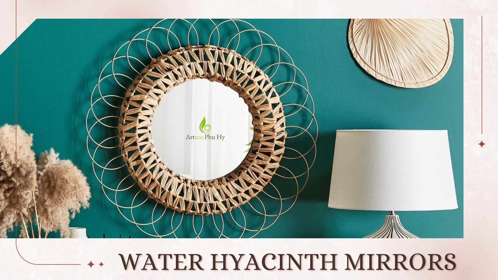 Best Seller Handwoven Rustic Nordic Round Water Hyacinth Framed Mirrors ...