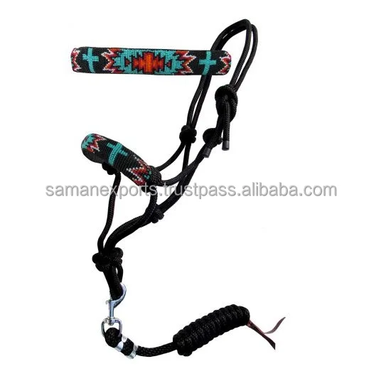 Top Trending Black Nylon Beaded Rope Halter With Removable Matching ...