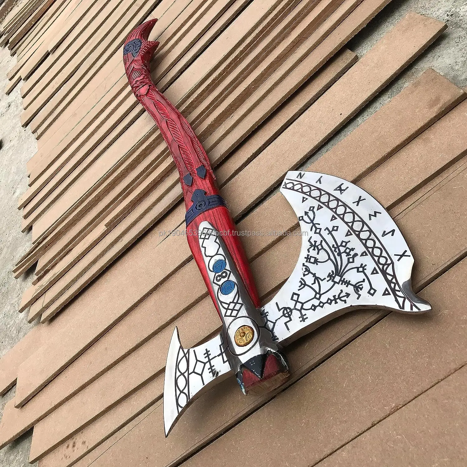 Custom Hand Forged Stainless Steel Real God Of War Axe Long Bearded Axe ...