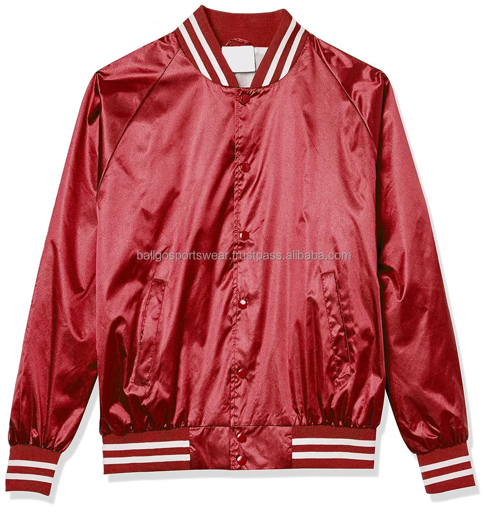 Satin Jacket for Mens Windproof and Water Resistant Bomber Style Red ...