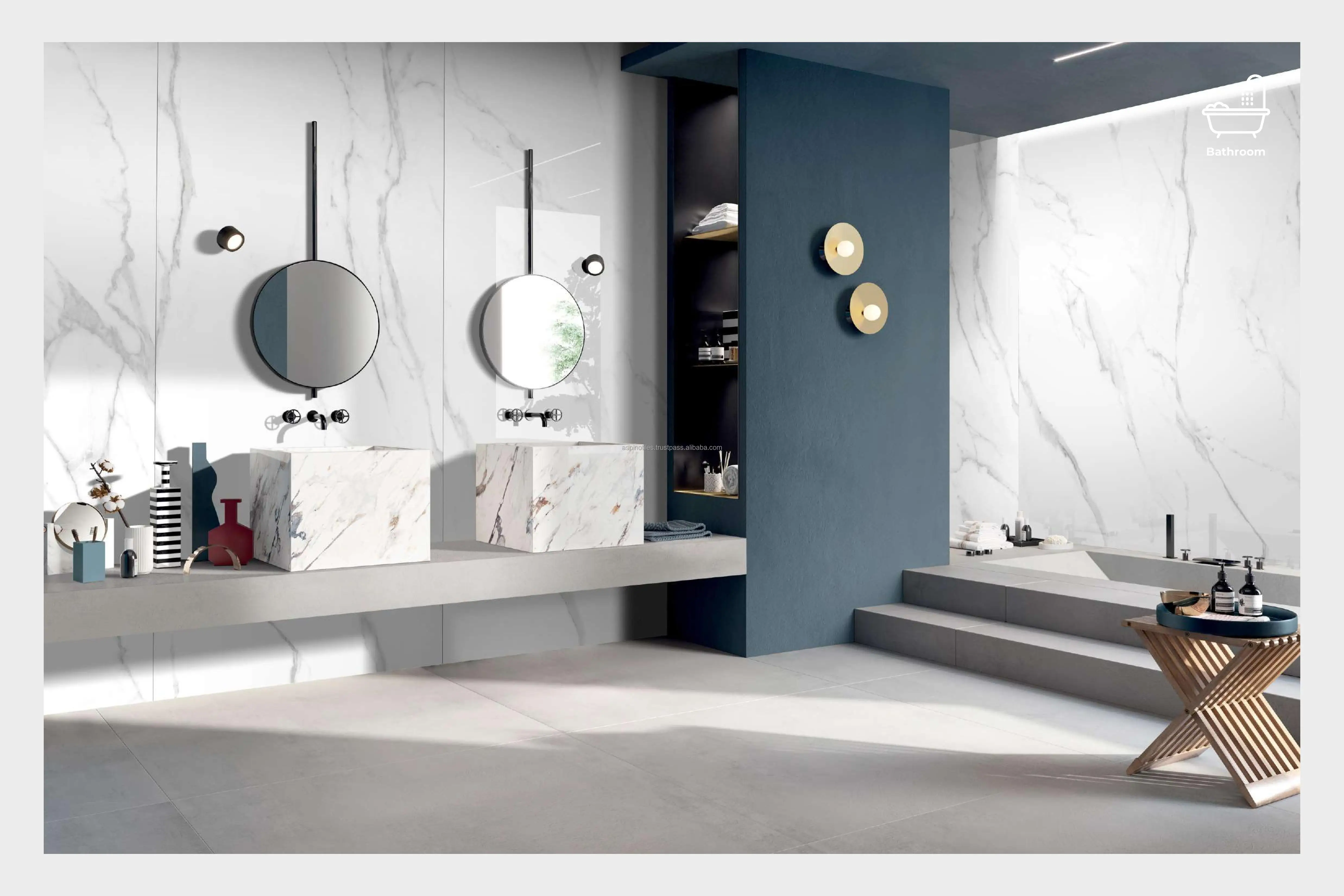 48x96 Large Size Tiles for Floor - Porcelain with Marble Texture