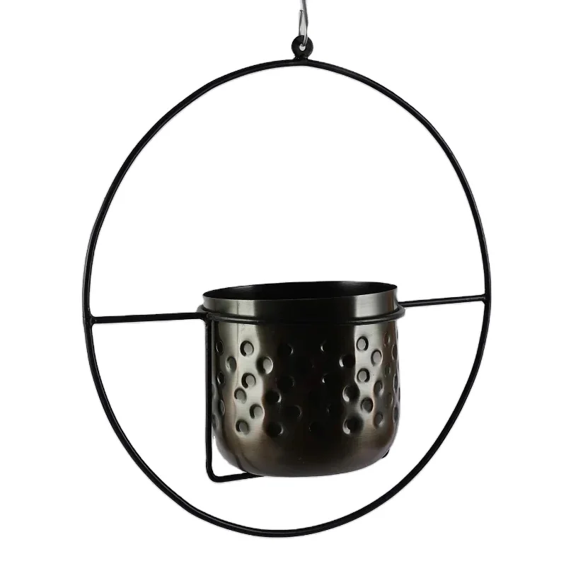 METAL ANTIQUE HAMMERED HANGING PLANTER HIGH QUALITY CLASSIC DESIGN ...