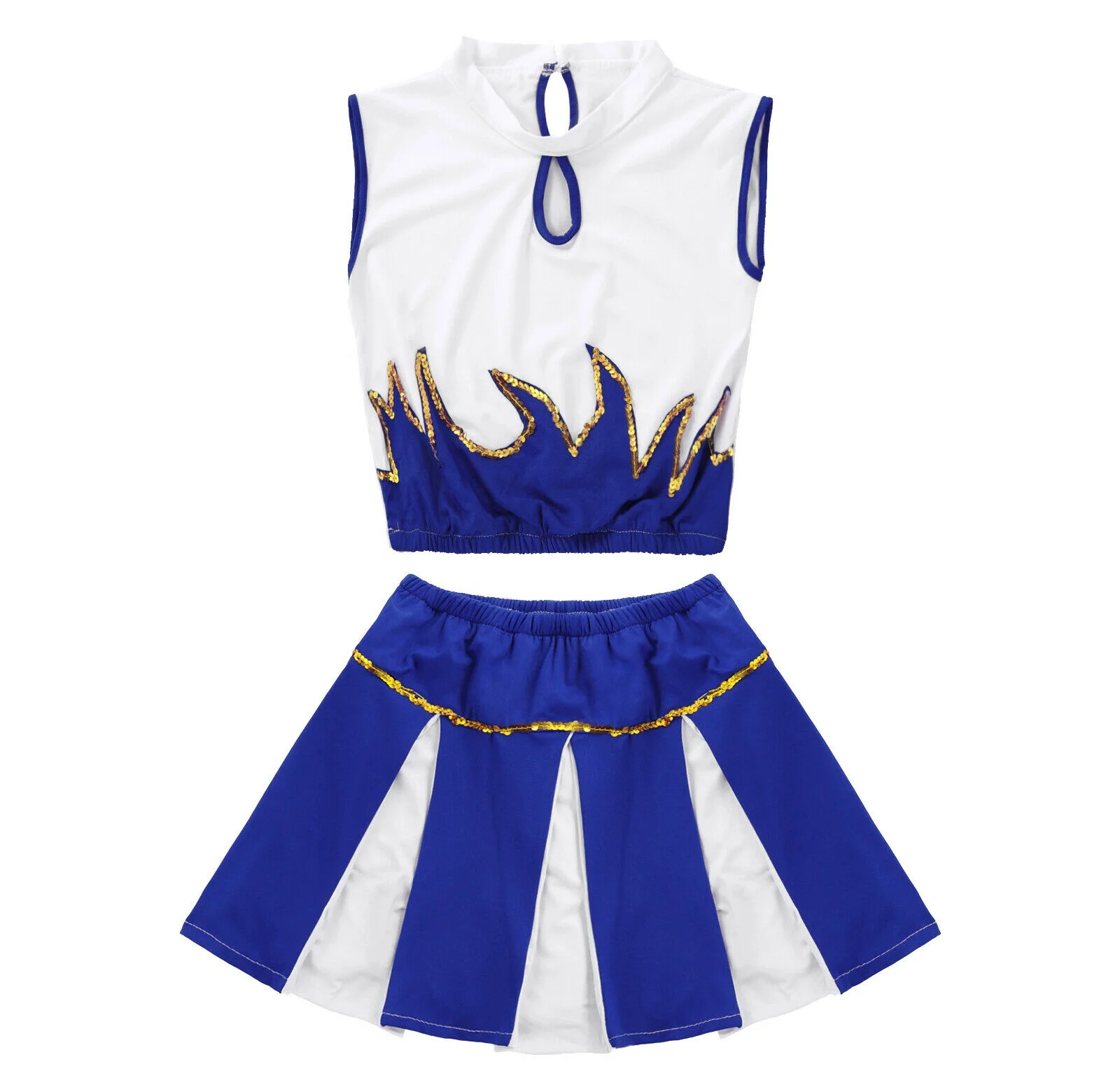 Womens Sleeveless Costume Cheerleading Uniforms Custom Logo Short Skirt