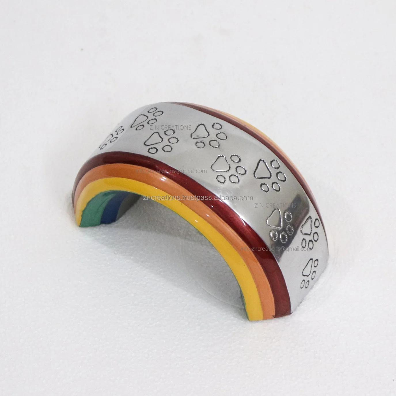 Rainbow Bridge Paw Pet Cremation Urns - Aluminum Engraved