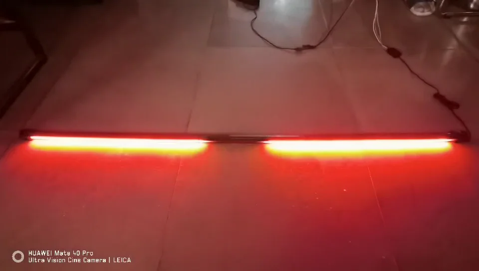 Universal Red Led Warning Light Spoiler Black Carbon Fiber Car Rear Lip ...