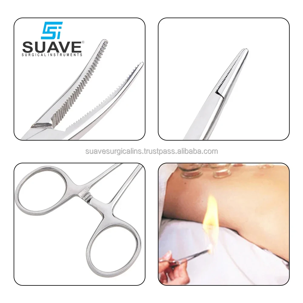Curved Straight Tip Locking Clamps Forceps Stainless Steel Surgical ...