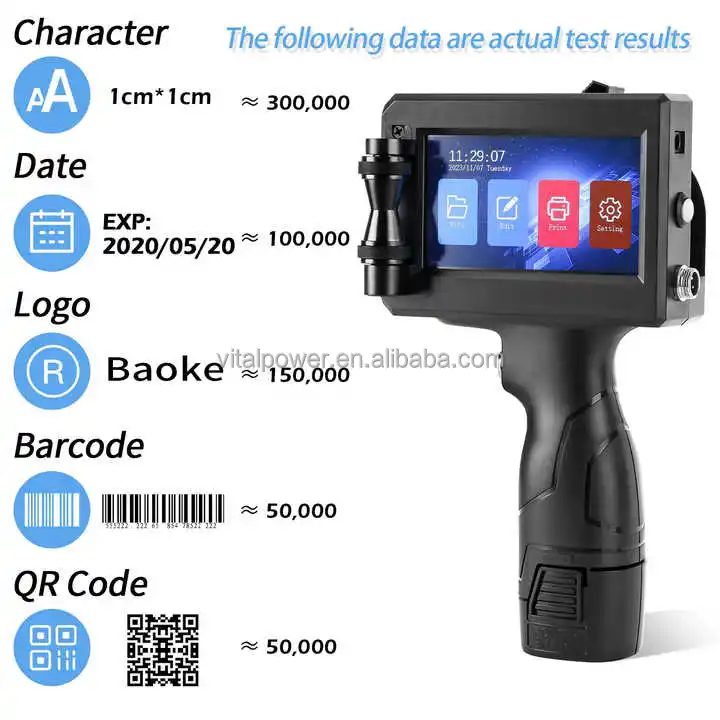 Handheld Inkjet Printer Small Coding Machine for Date Batch Code Expiry Marking Automatic Box ...