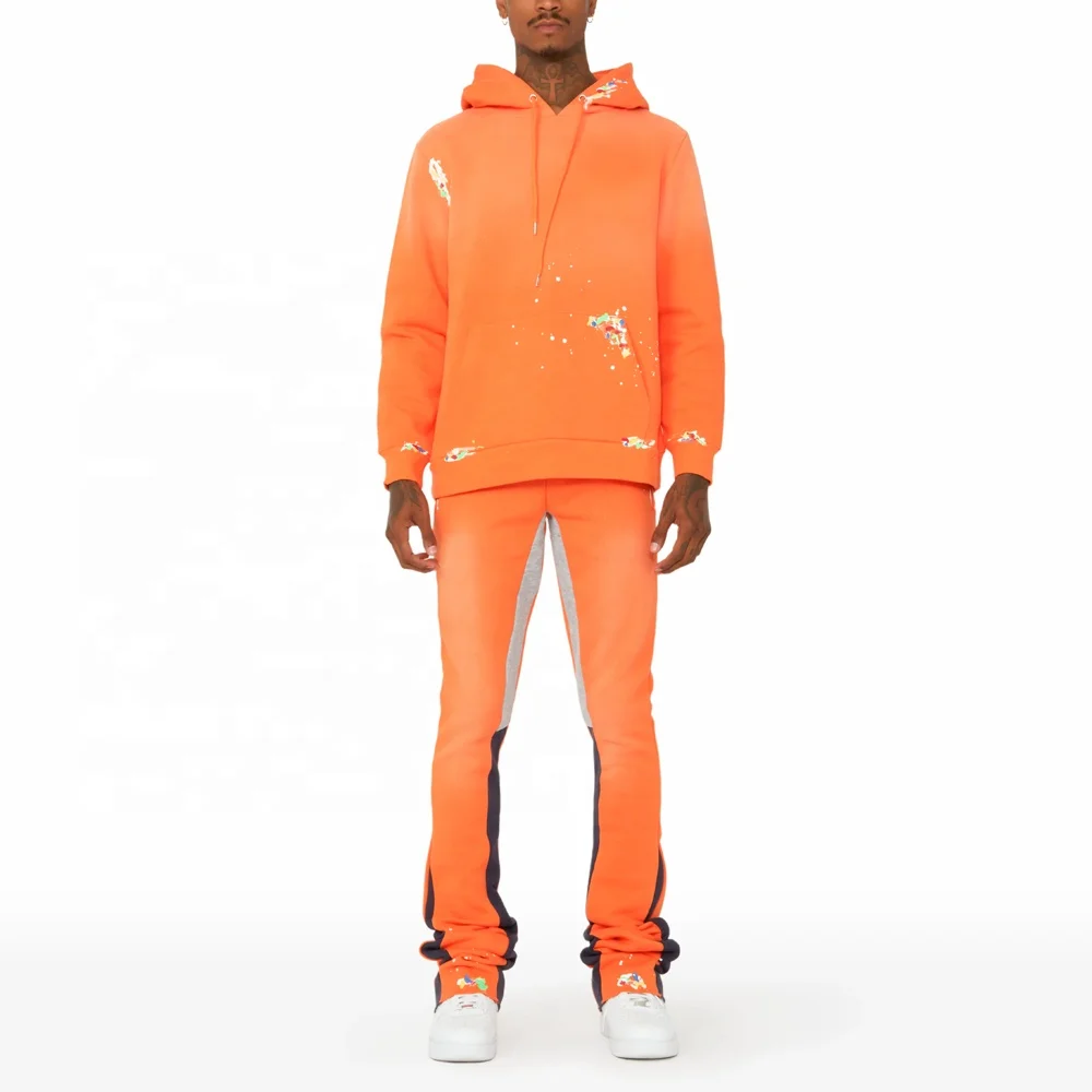 New Design Stacked Joggers Sets For Men's Fleece 100% Cotton Two Piece ...